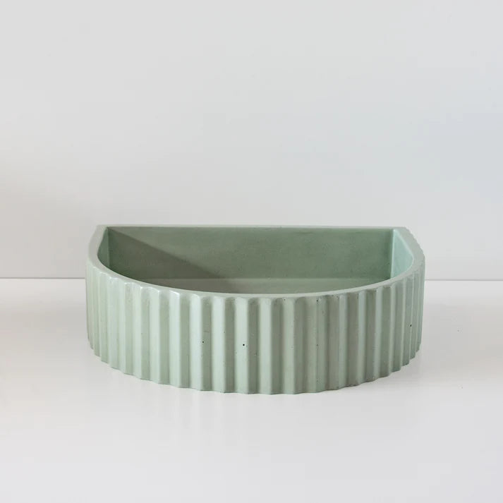 Half Moon Ribbed Concrete Basin – Art Bathrooms